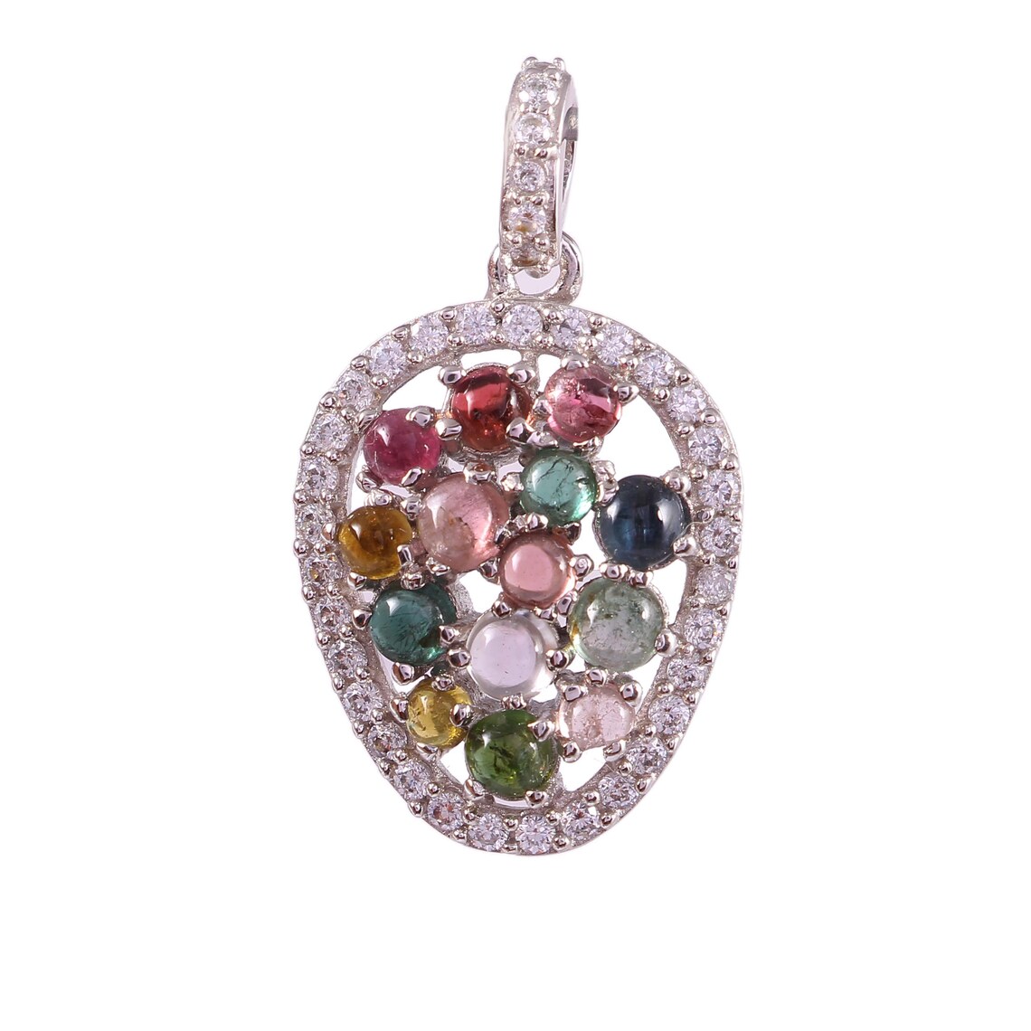 Tourmaline Pendant Multi Colour Round Pendant Handmade Pendant - Etsy