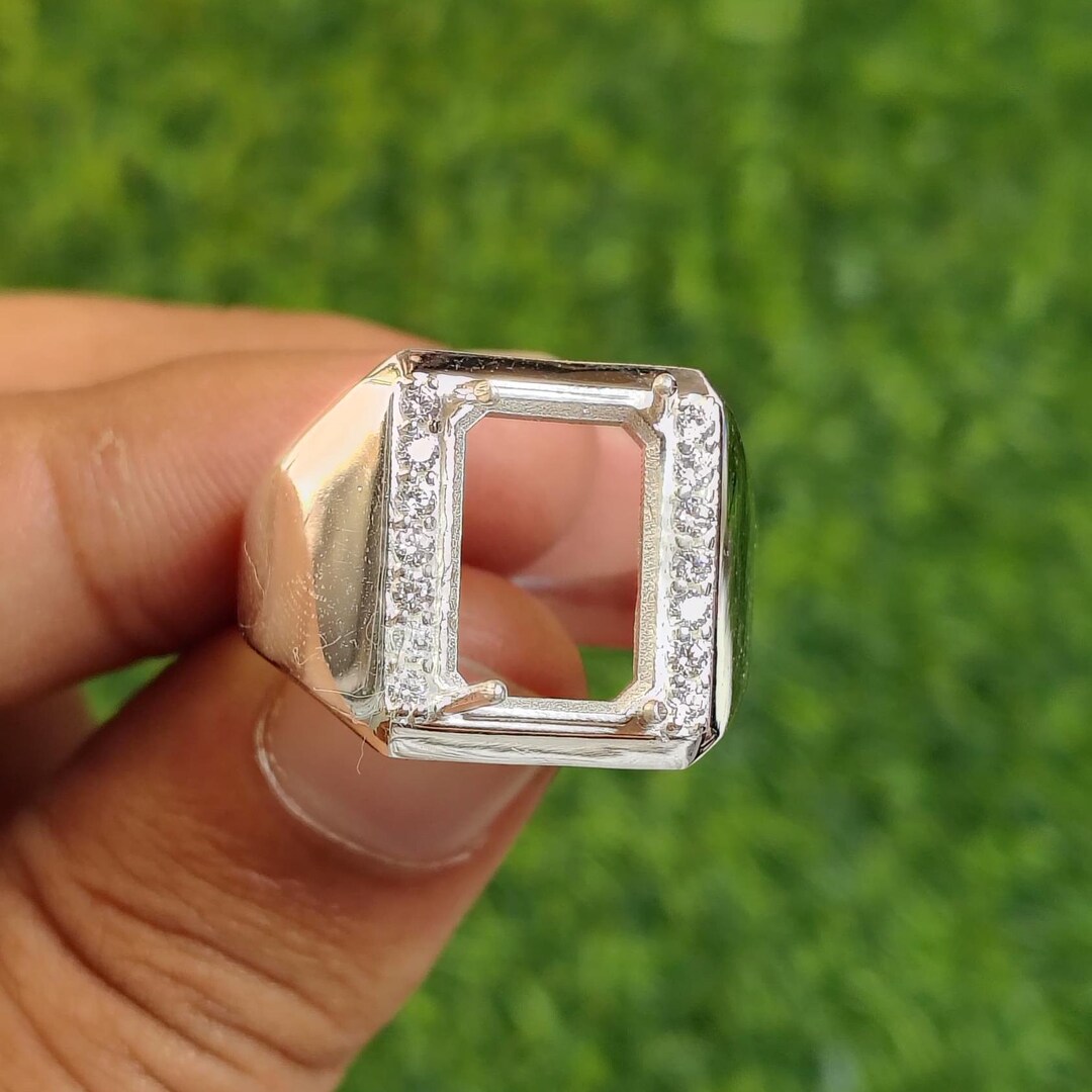 Semi Mount Ring Octagon Shape Setting Ring Solid 925 Sterling Silver ...