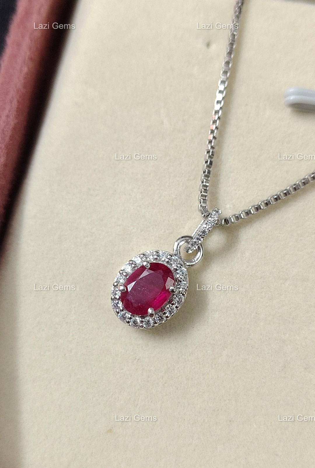 Natural Red Ruby Pendant Necklace Engagement 925 Sterling Silver ...