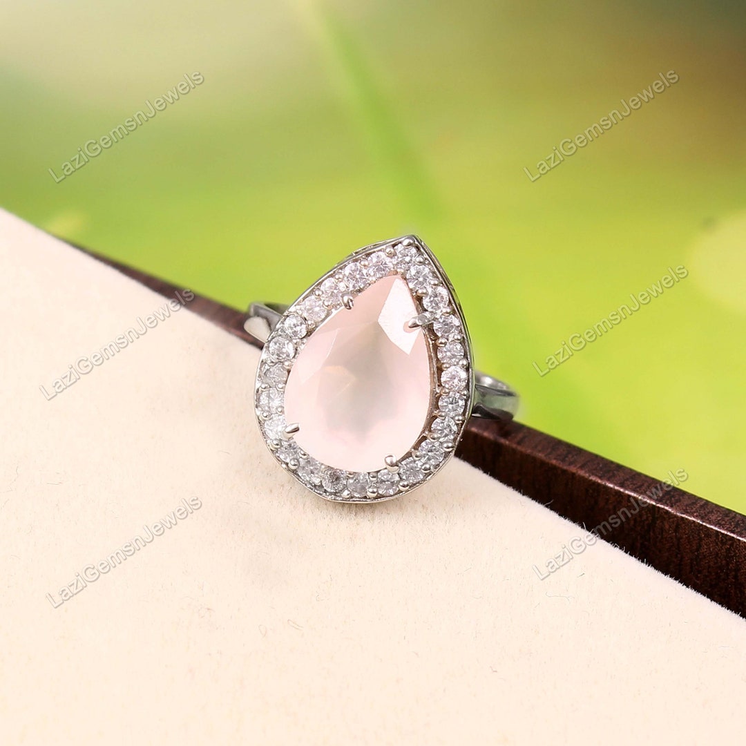 Natural Rose Quartz Ring- Engagement Ring- Rose Quartz Crystal ...