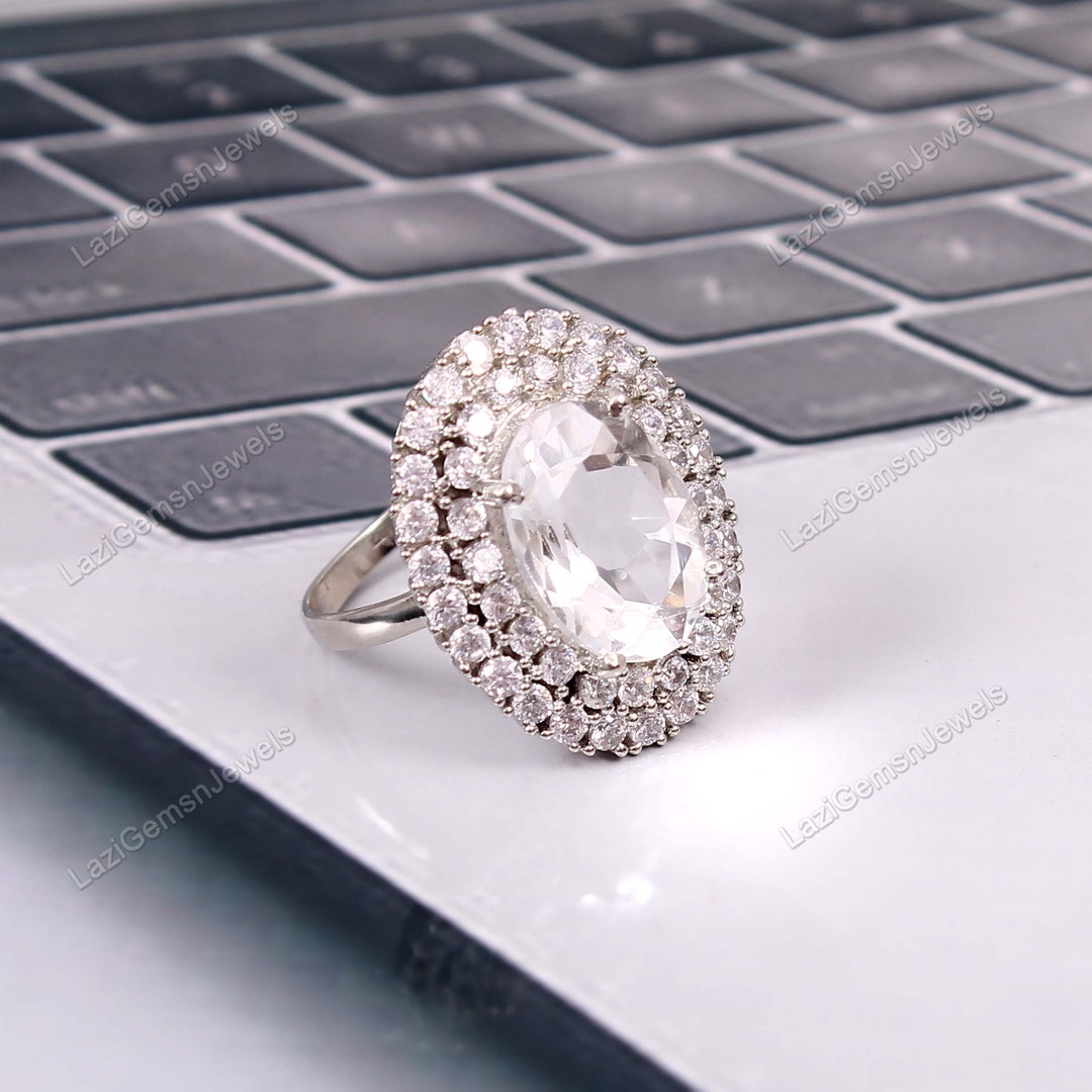 Rock Crystal Quartz Ring , 925 Sterling Silver Ring , Crystal Ring ...