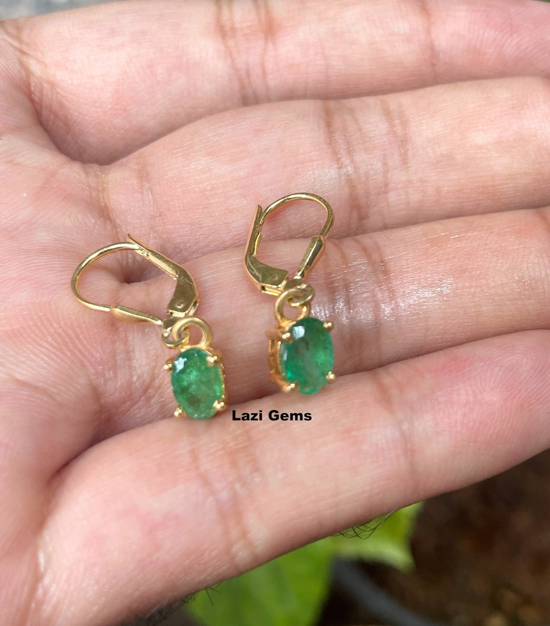 Natural Emerald Earrings Hanging Hops Emerald Earrings 925 Sterling Silver - Etsy UK