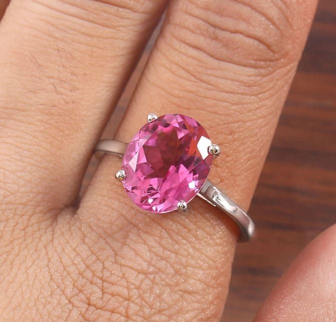 Natural Pink Topaz Ring Delicate Solitaire Ring Alternative - Etsy