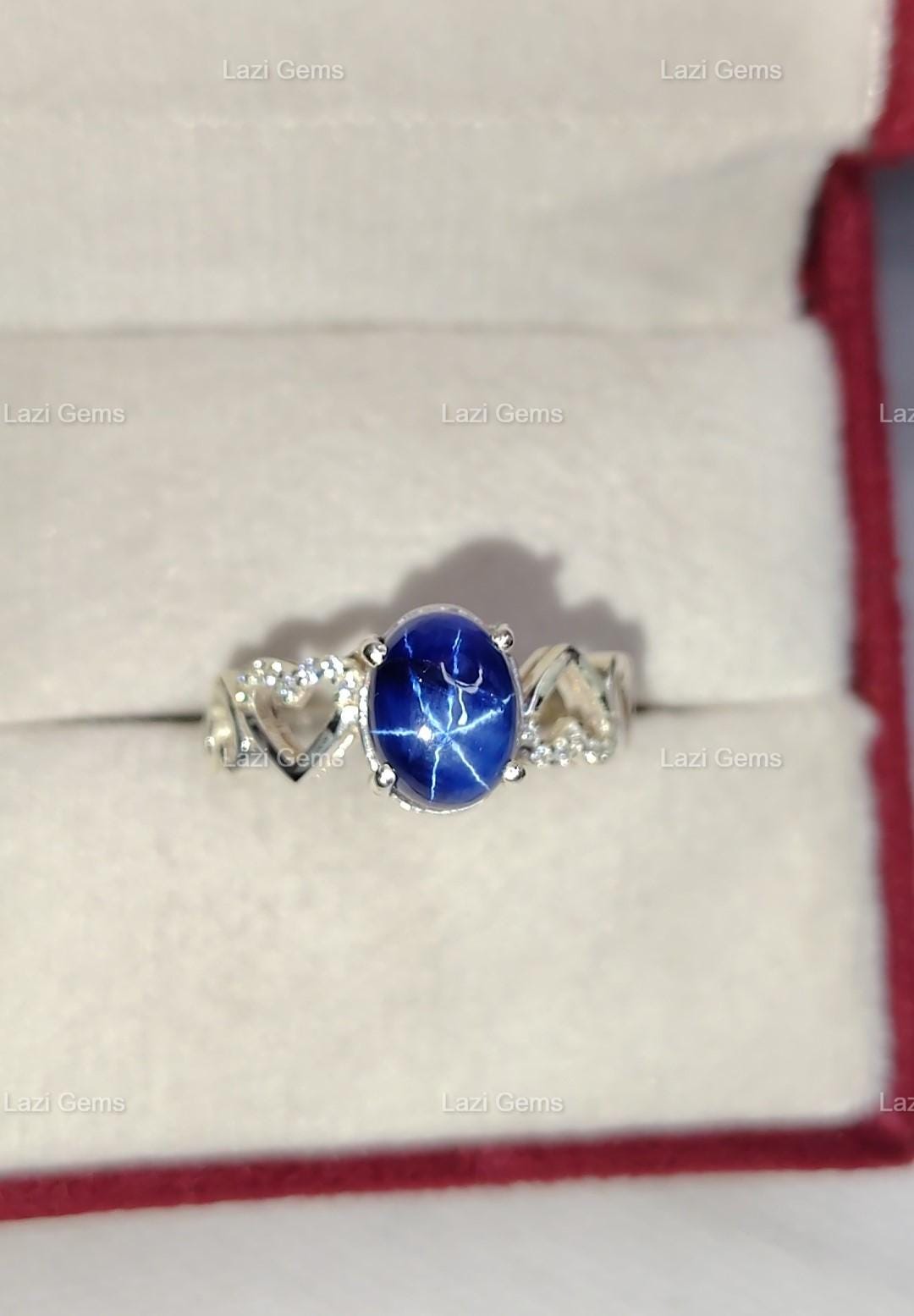 Vintage Lindy Star Sapphire Ring Statement 925 Sterling Silver Ring ...