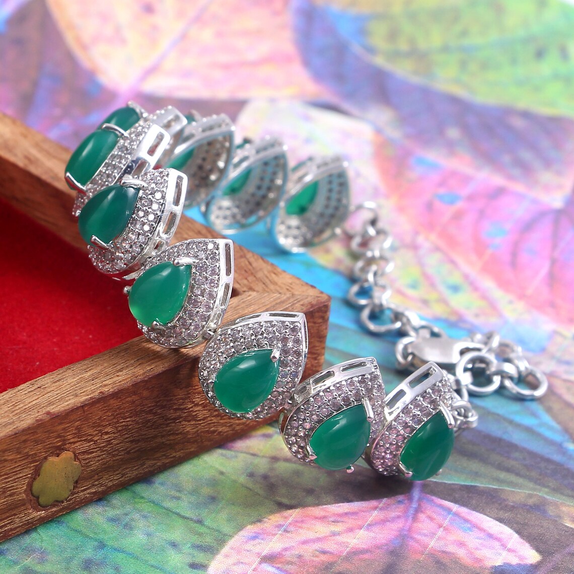 Natural Onyx Bracelet 925 Silver Bracelet Anniversary Gift | Etsy