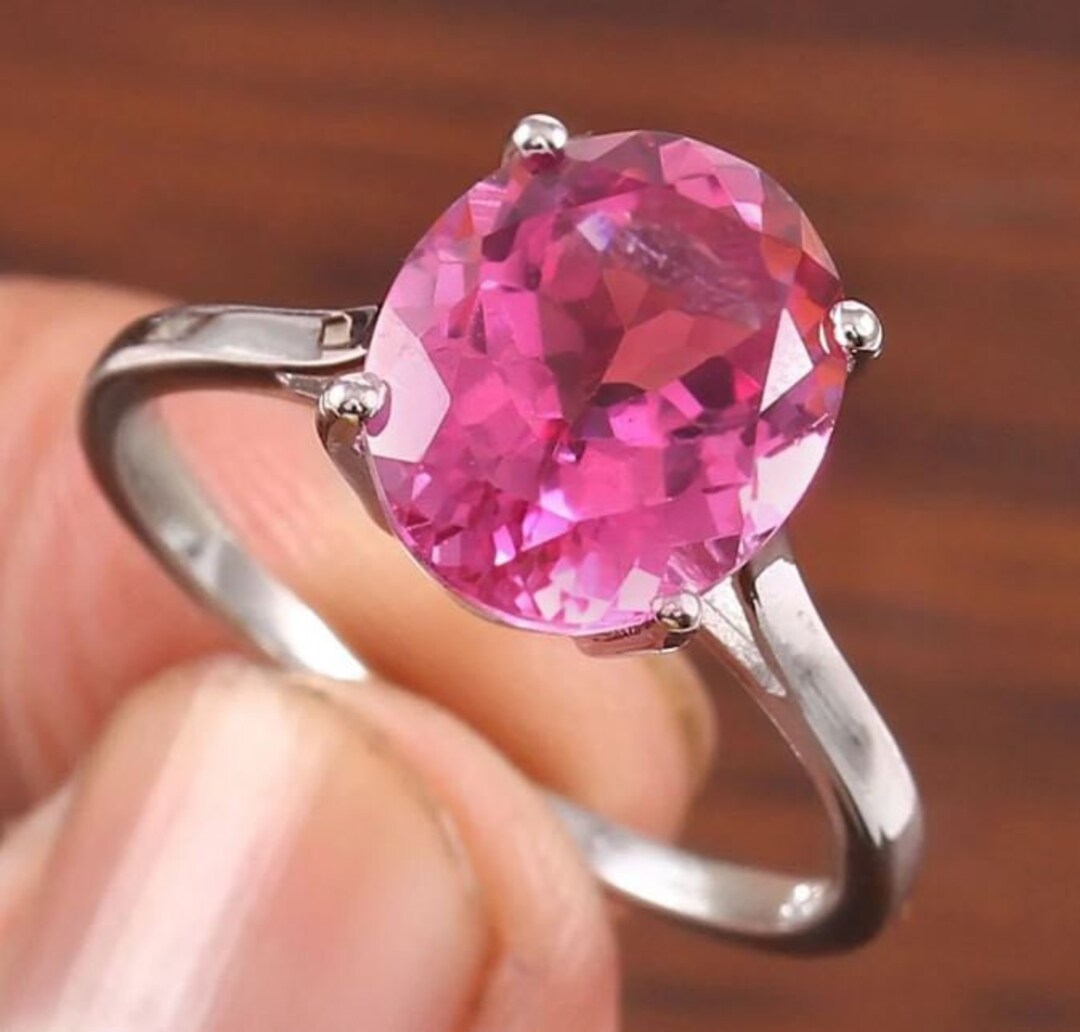 Natural Pink Topaz Ring, Delicate Solitaire Ring, Alternative ...