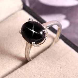 Black Star Sapphire Ring, Art Deco Ring, Statement Ring, Vintage Style ...