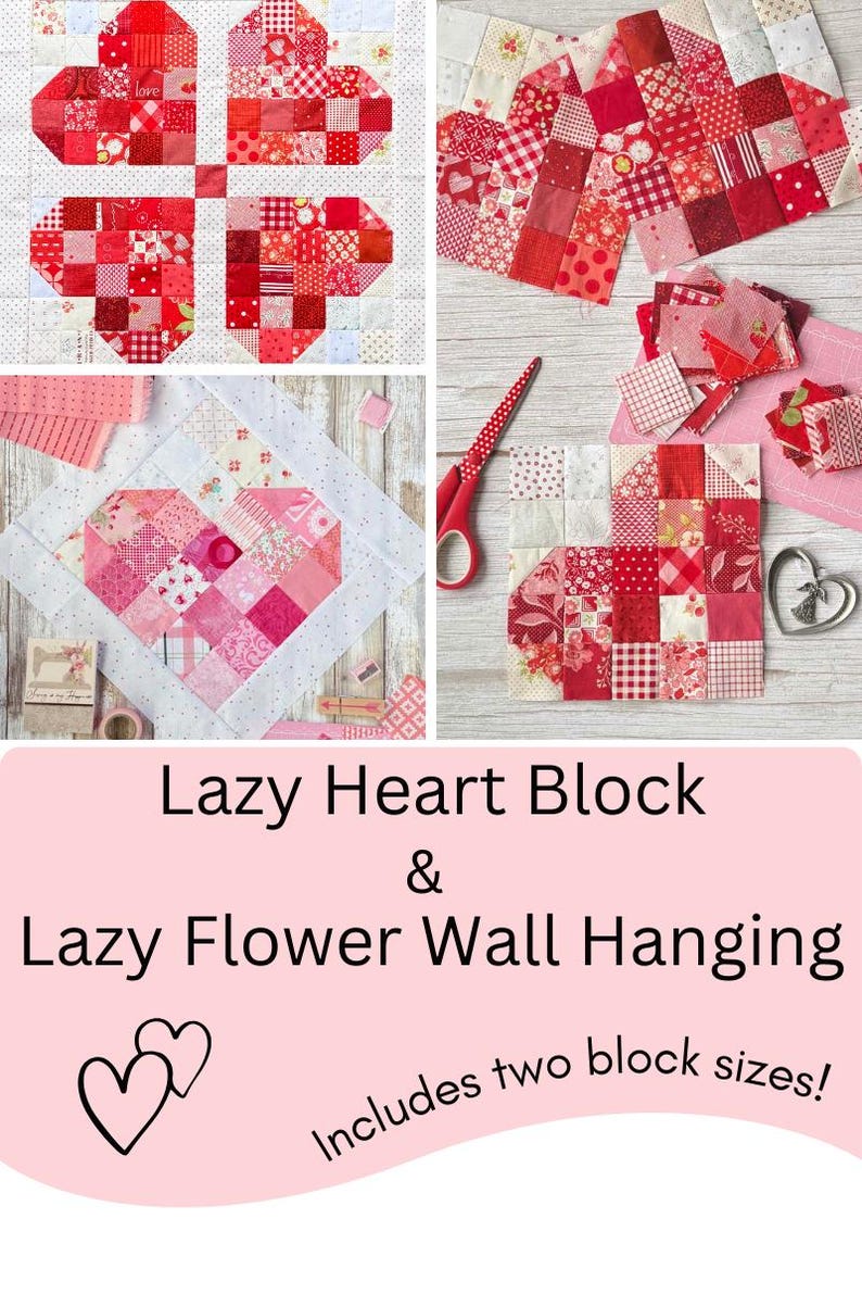 Lazy Heart Block & Lazy Flower Wall Hanging Pattern PDF - Etsy