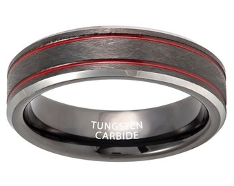 Thin Red Line Wedding Ring - Etsy