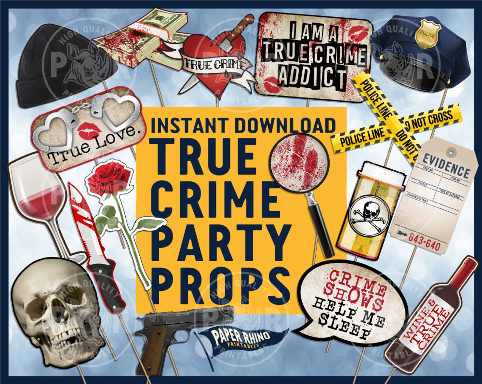 True Crime Party Photo Booth Props Love Investigation Discovery ...
