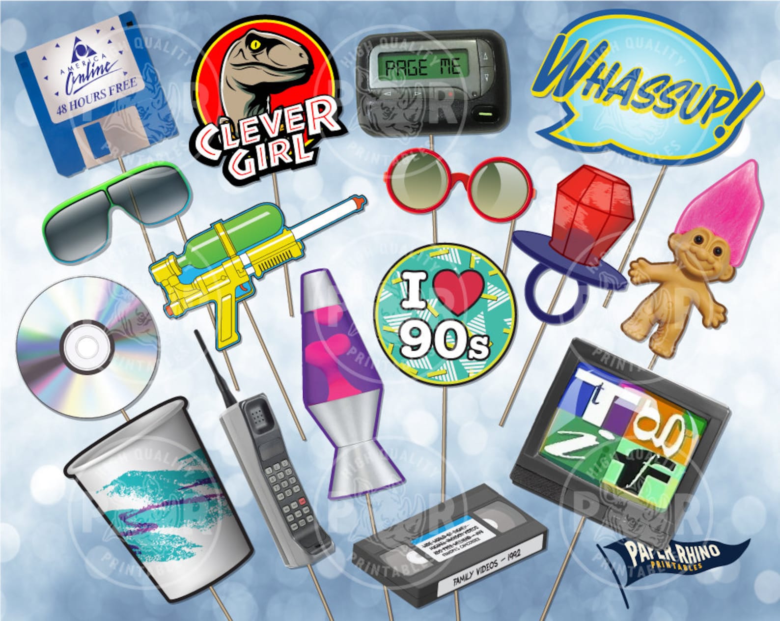 I Love the 90s Photo Booth Party Props - Decoration 1990s Decor 30th ...