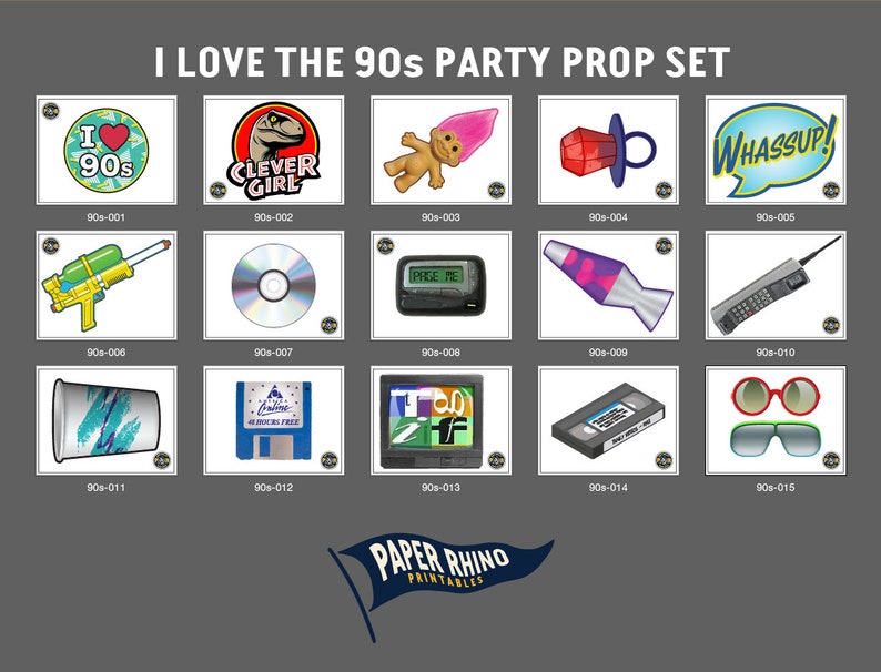 I Love the 90s Photo Booth Party Props - Decoration 1990s Decor 30th ...