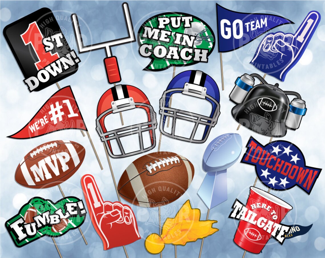 Football Photo Booth Party Props American Football Touchdown First Down ...