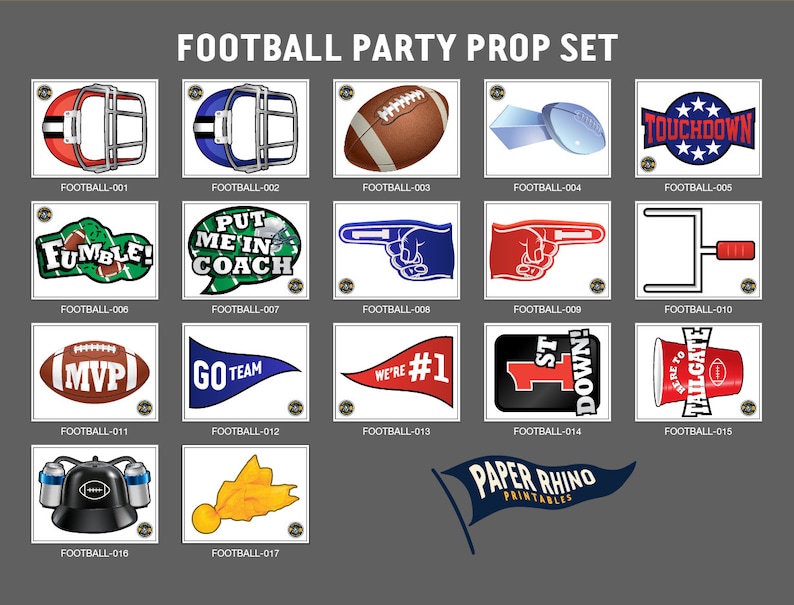Football Photo Booth Party Props - American Football Touchdown First ...