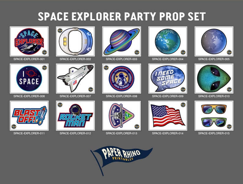 Space Explorer Photo Booth Party Props Astronaut Saturn Aliens UFO ...