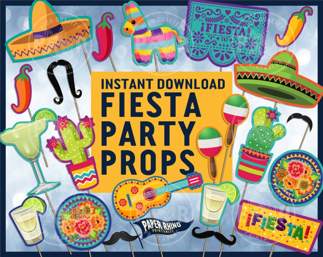 Fiesta Photo Booth Party Props Decoration Mexico Cinco De Mayo Sombrero ...