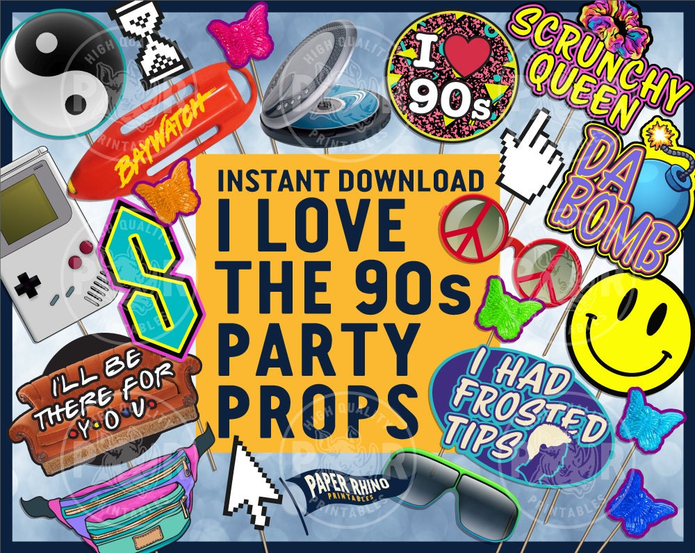 I Love the 90s Photo Booth Party Props - Decoration 1990s Decor 30th ...