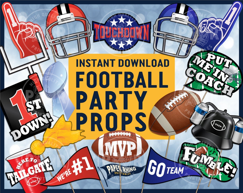 Football Photo Booth Party Props - American Football Touchdown First ...