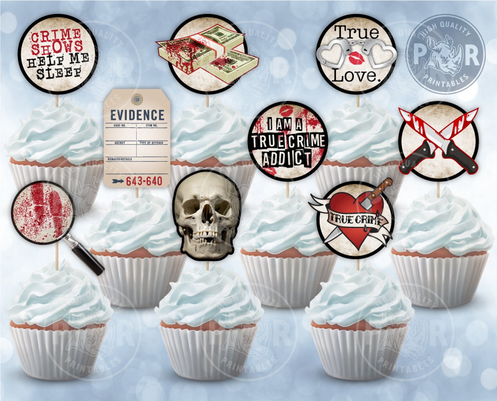 True Crime Cupcake Toppers Party Props-love Investigation Discovery ...