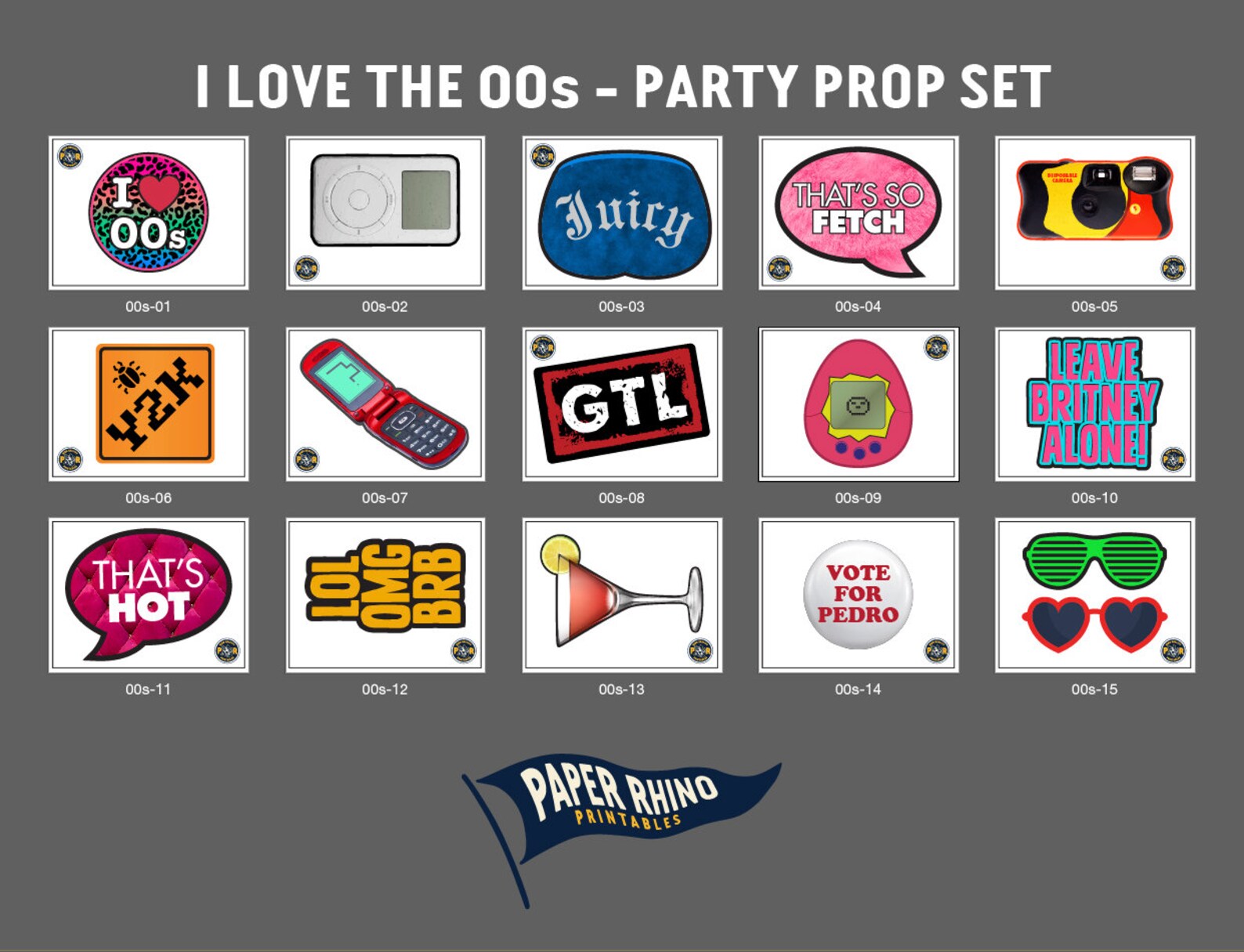 I Love the 00s Photo Booth Party Props - Decoration 2000s Decor 21st ...