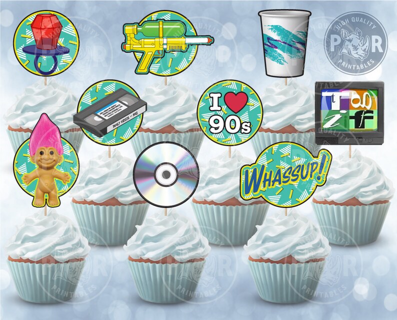 I Love the 90s Cupcake Toppers Party Props Dessert 1990s Decor 30th ...