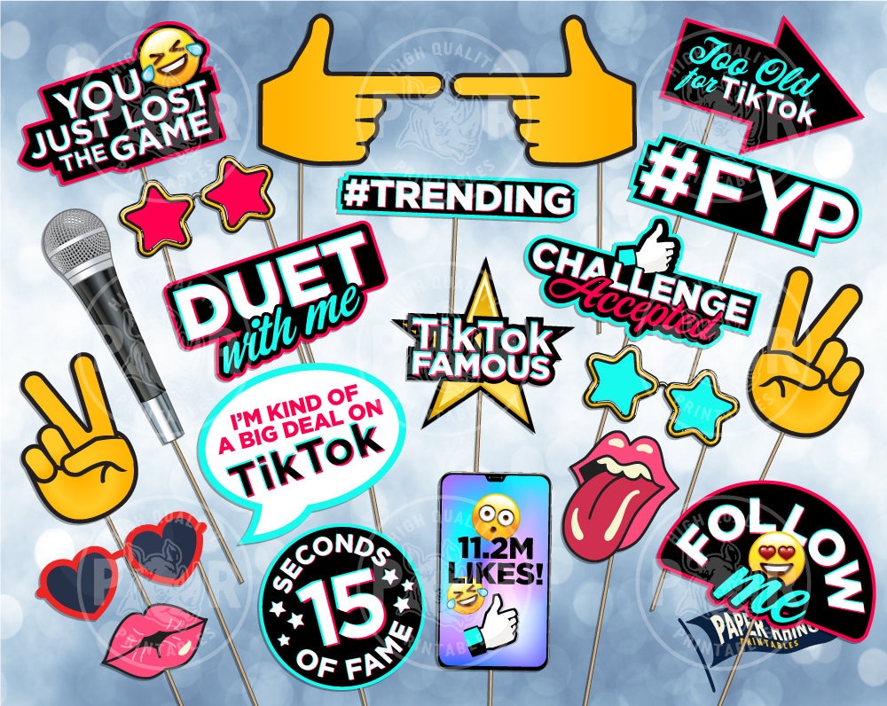Tiktok Inspired Photo Booth Party Props Decoration Tik Tok Social Media ...