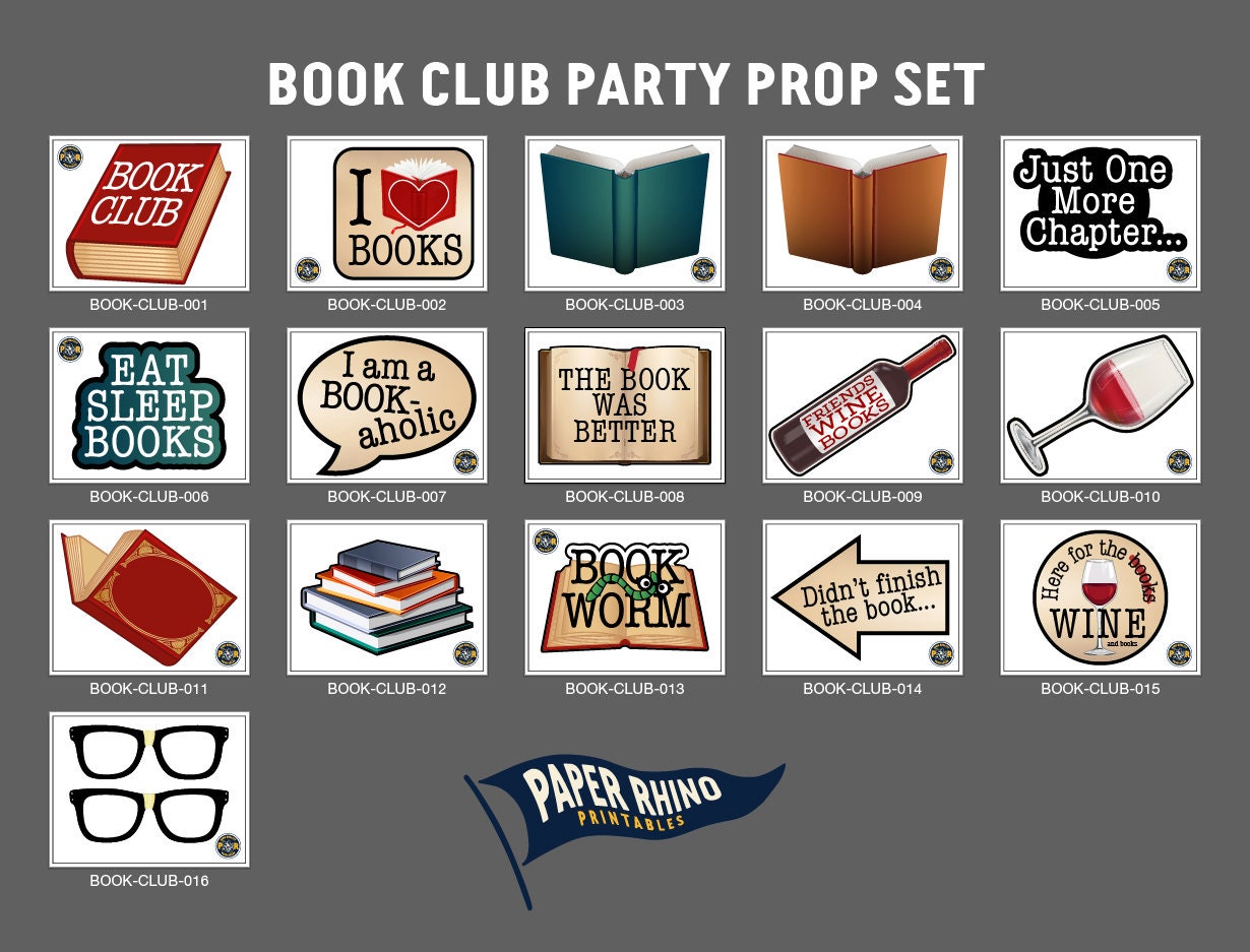 Book Club Photo Booth Party Props - Wine Friends Reading Chapter Eat ...