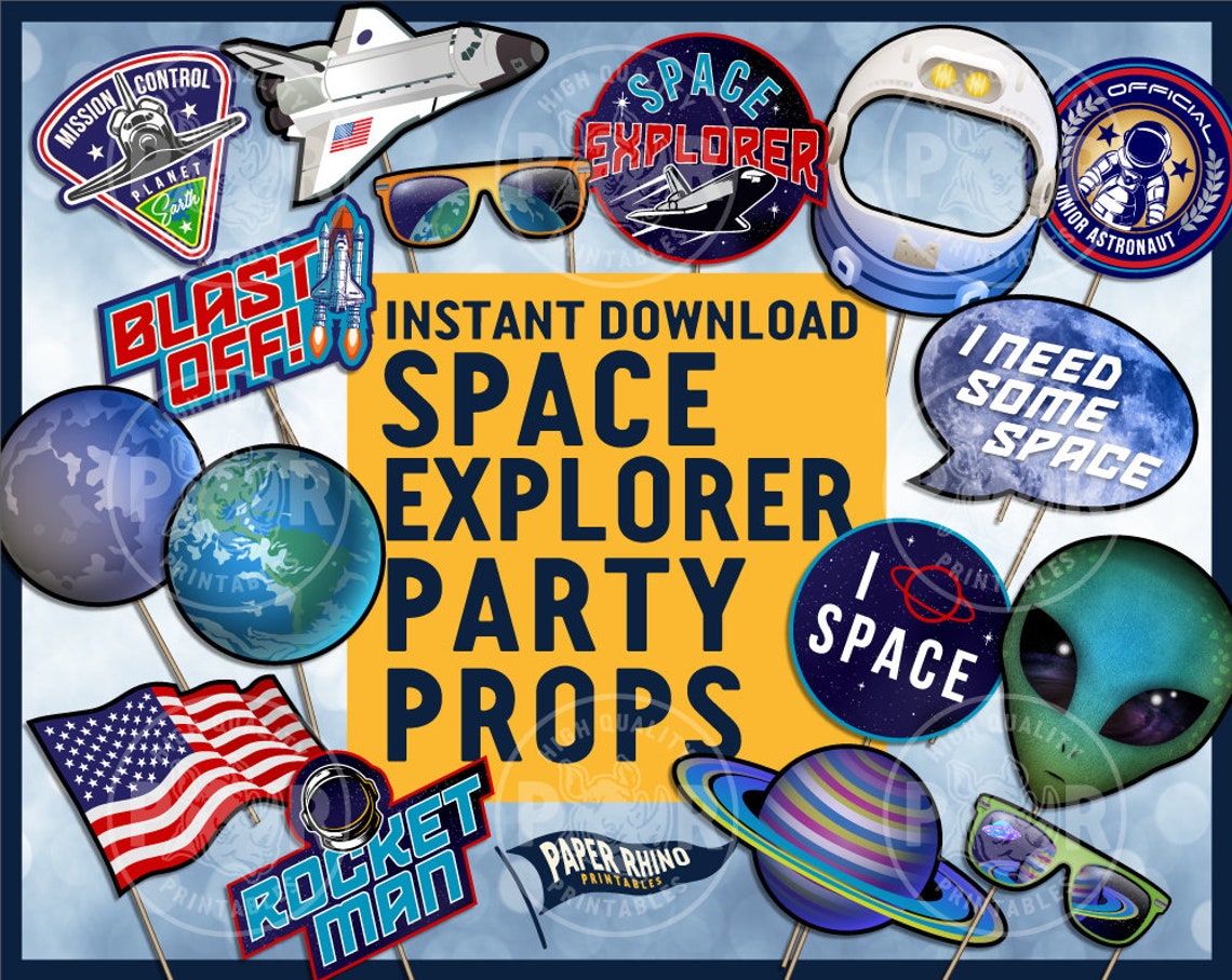 Space Explorer Photo Booth Party Props Astronaut Saturn Aliens UFO ...