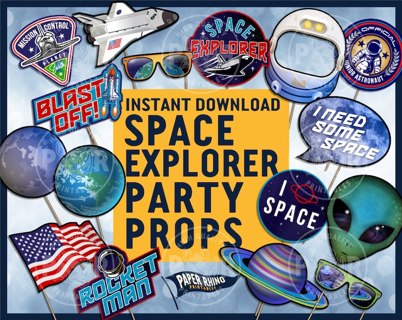 Space Explorer Photo Booth Party Props Astronaut Saturn Aliens UFO ...