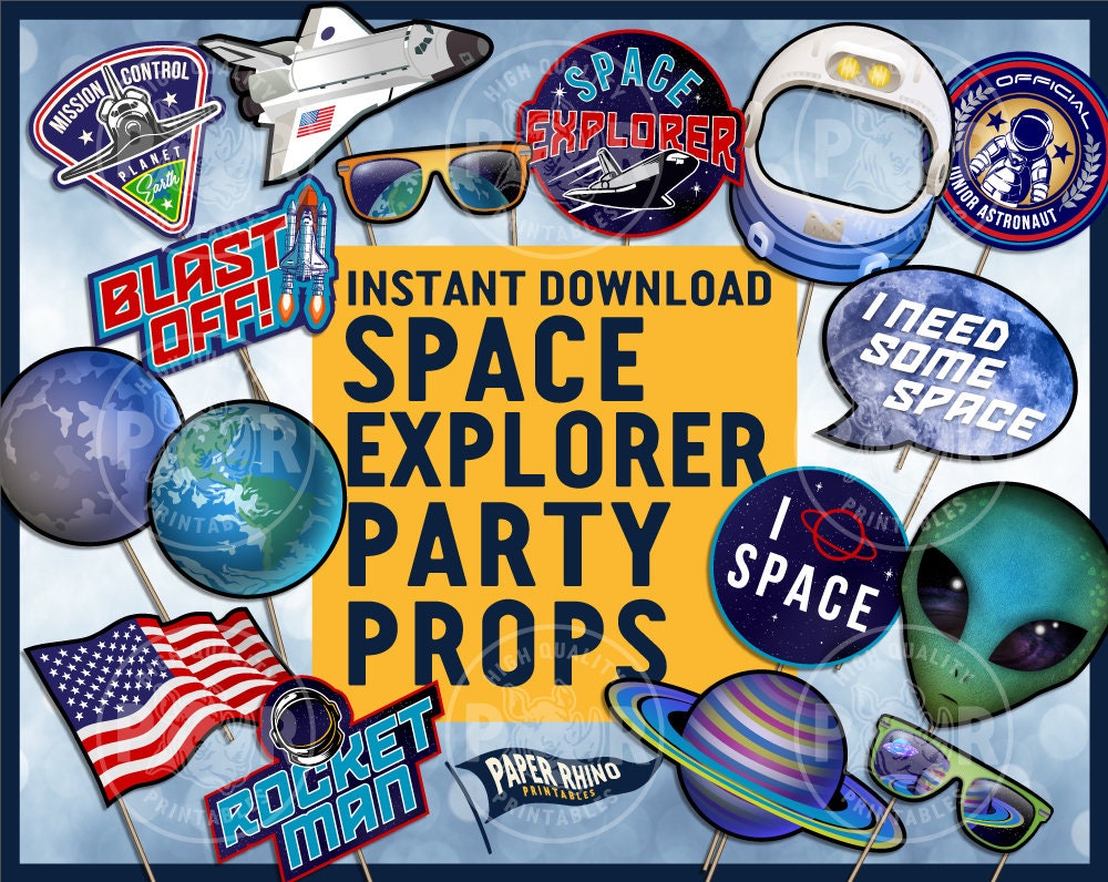 Space Explorer Photo Booth Party Props Astronaut Saturn Aliens UFO ...