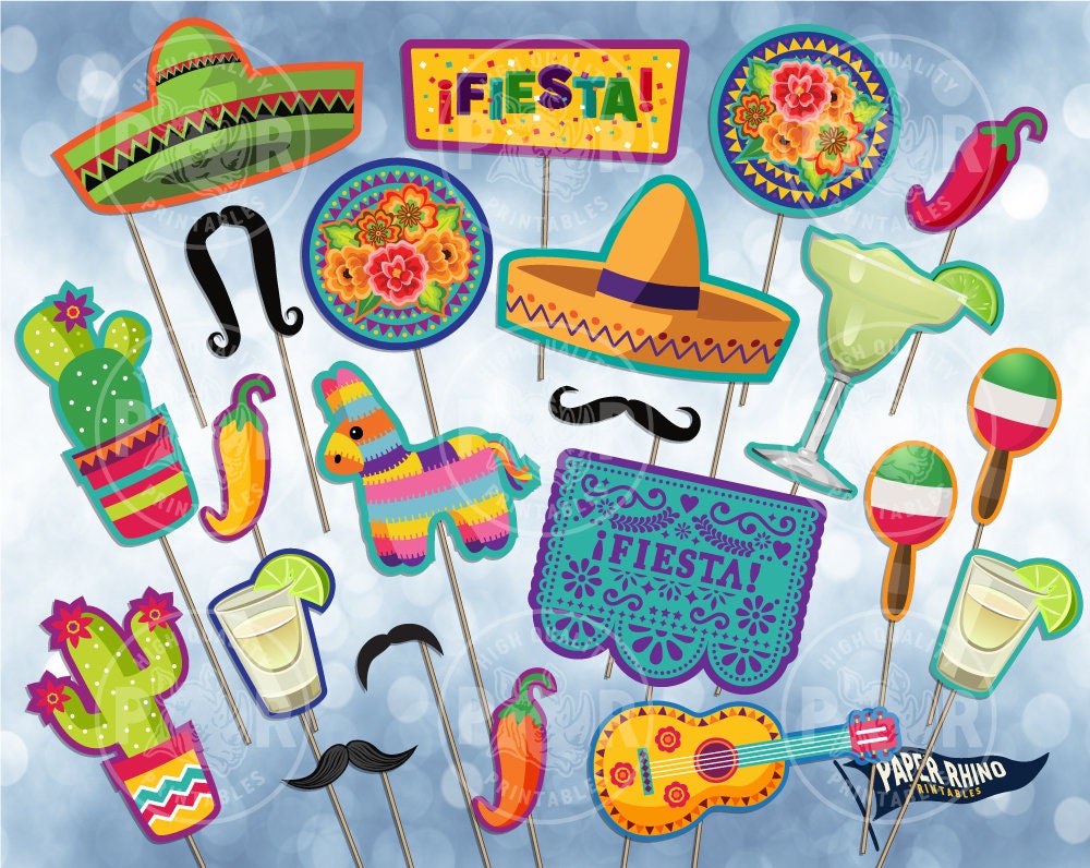 Fiesta Photo Booth Party Props Decoration Mexico Cinco De Mayo Sombrero ...