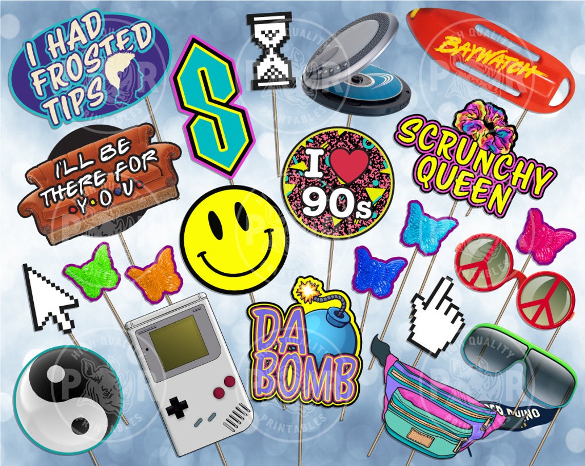 I Love the 90s Photo Booth Party Props - Decoration 1990s Decor 30th ...