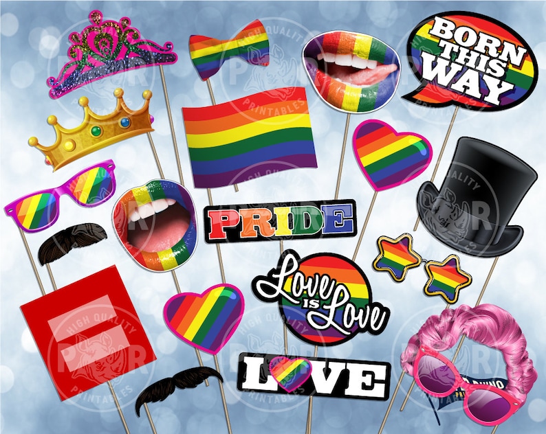 Lgbtq Pride Photo Booth Party Props Decoration Gay Lesbian Bi Trans