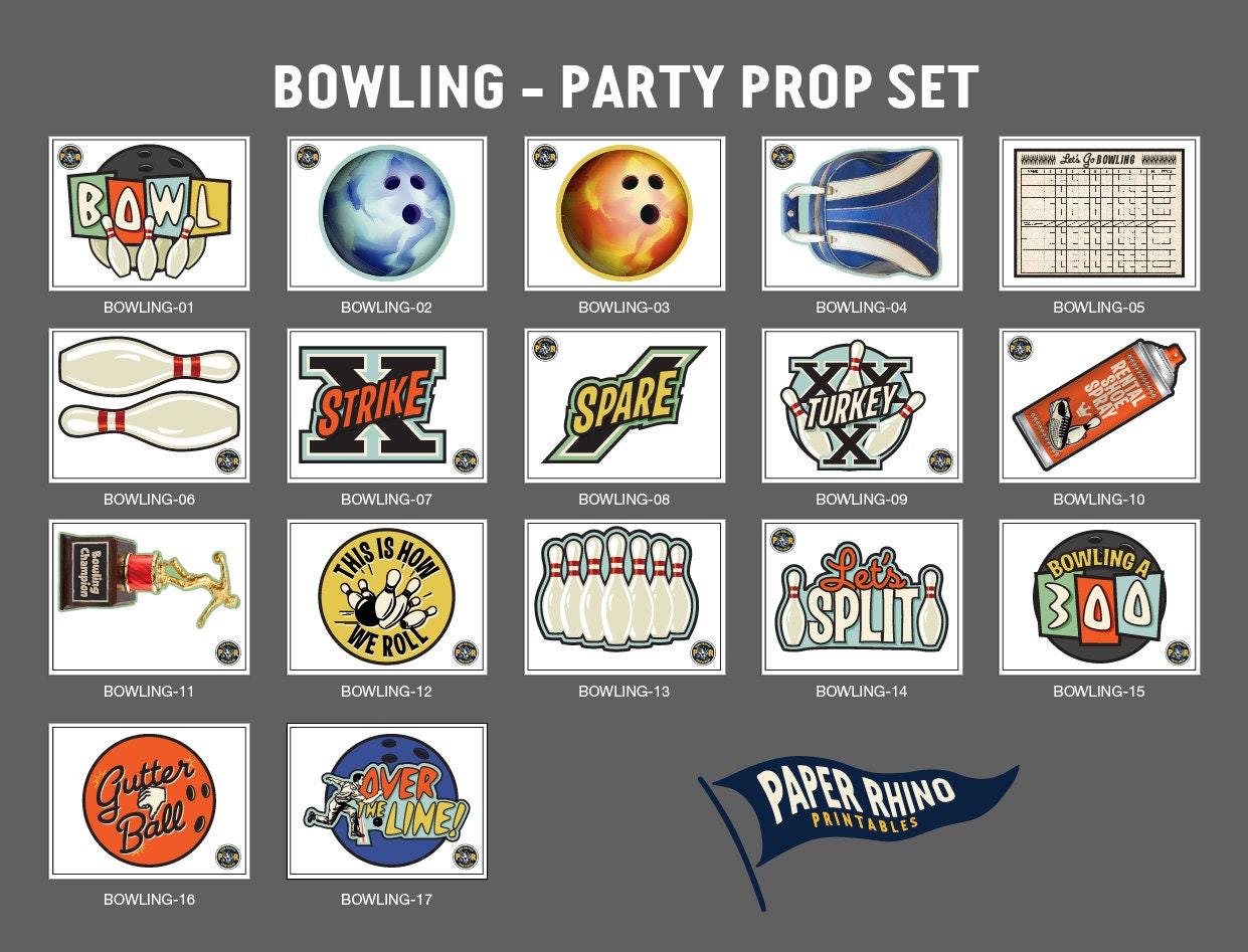 Bowling Photo Booth Party Props Decoration Strike Spare Pins 300 Ball ...