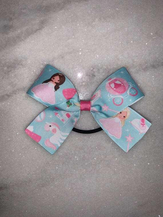 Medium Teal and Pink Princess Hair Bow Princess Bow Elastic - Etsy