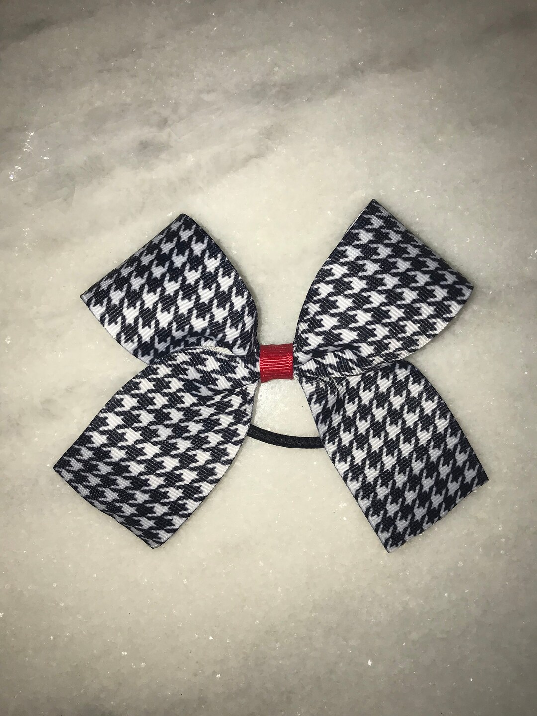 Medium Black White & Red Houndstooth Pattern Hair Bow, Cheer Bow ...