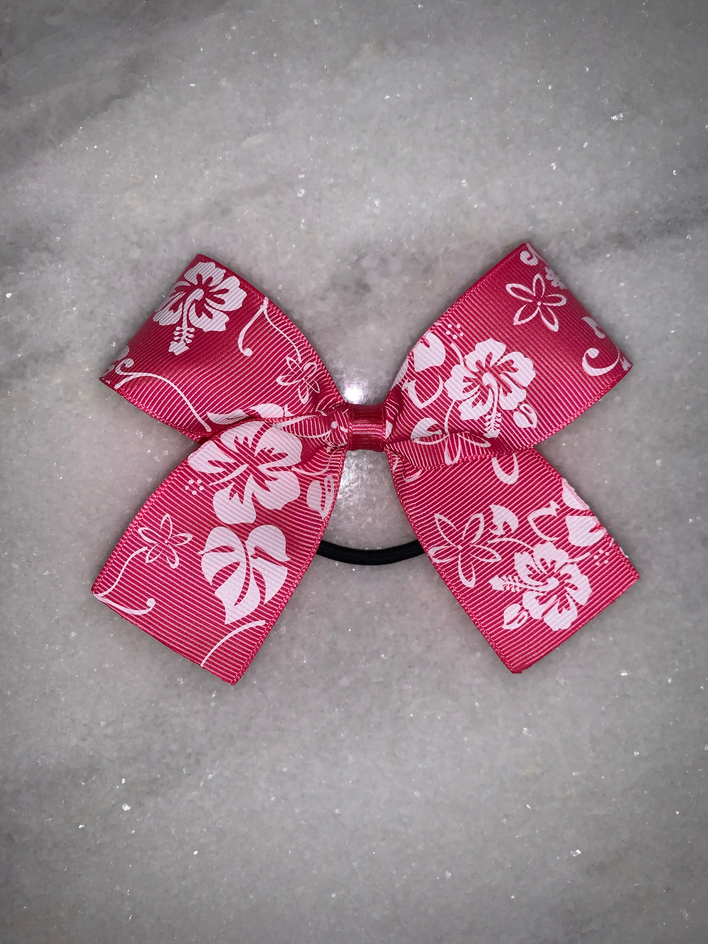 Medium Hot Pink Hibiscus Hair Bow, Elastic Hair Tie, Cheer Bow, Toddler ...