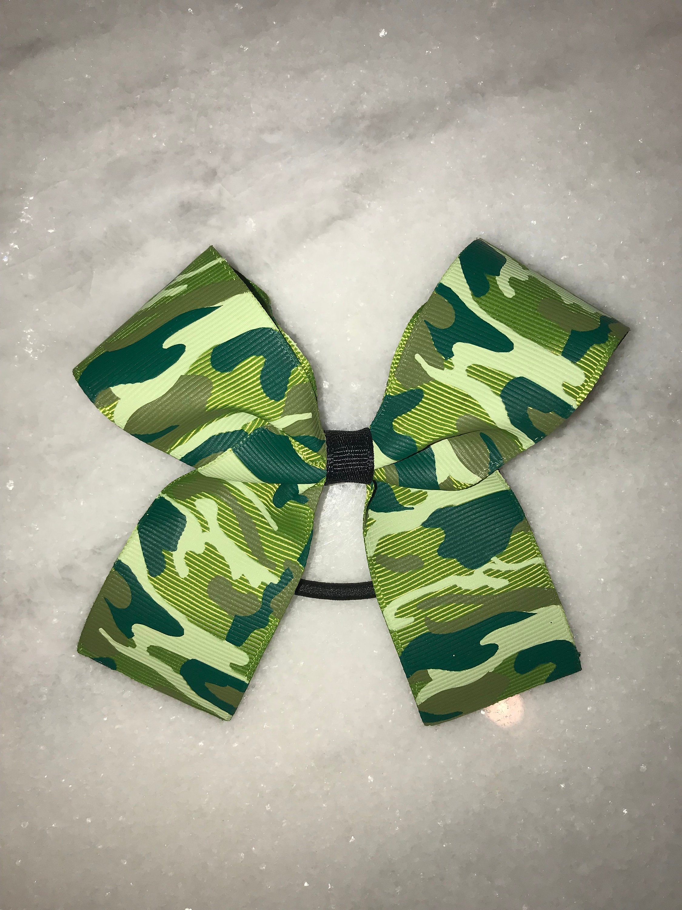 Medium Green Camouflage Camo Hair Bow, Elastic Hair Tie, Military ...