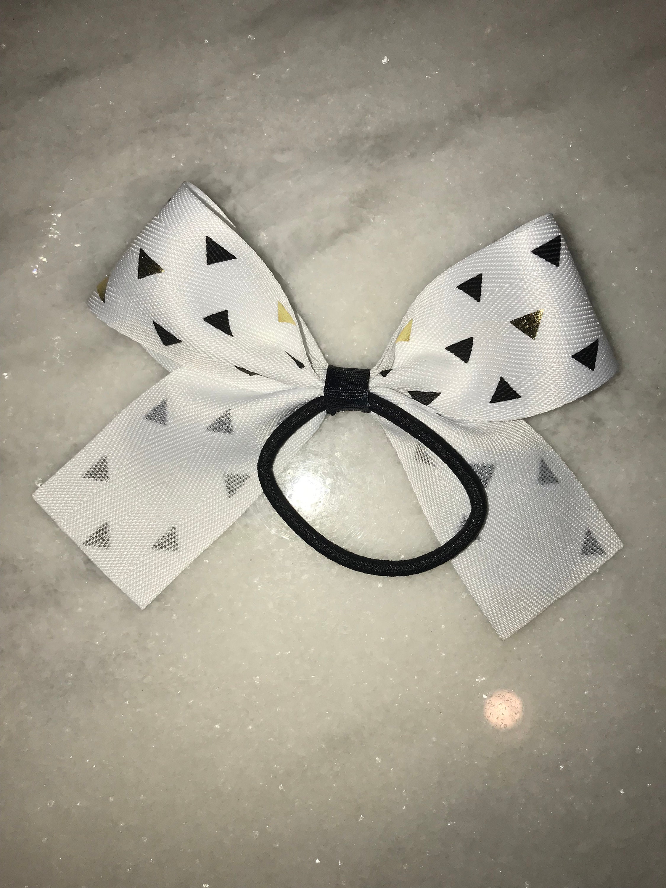 Medium White Black and Gold Triangle Pattern Hair Bow, Aztec Triangle ...