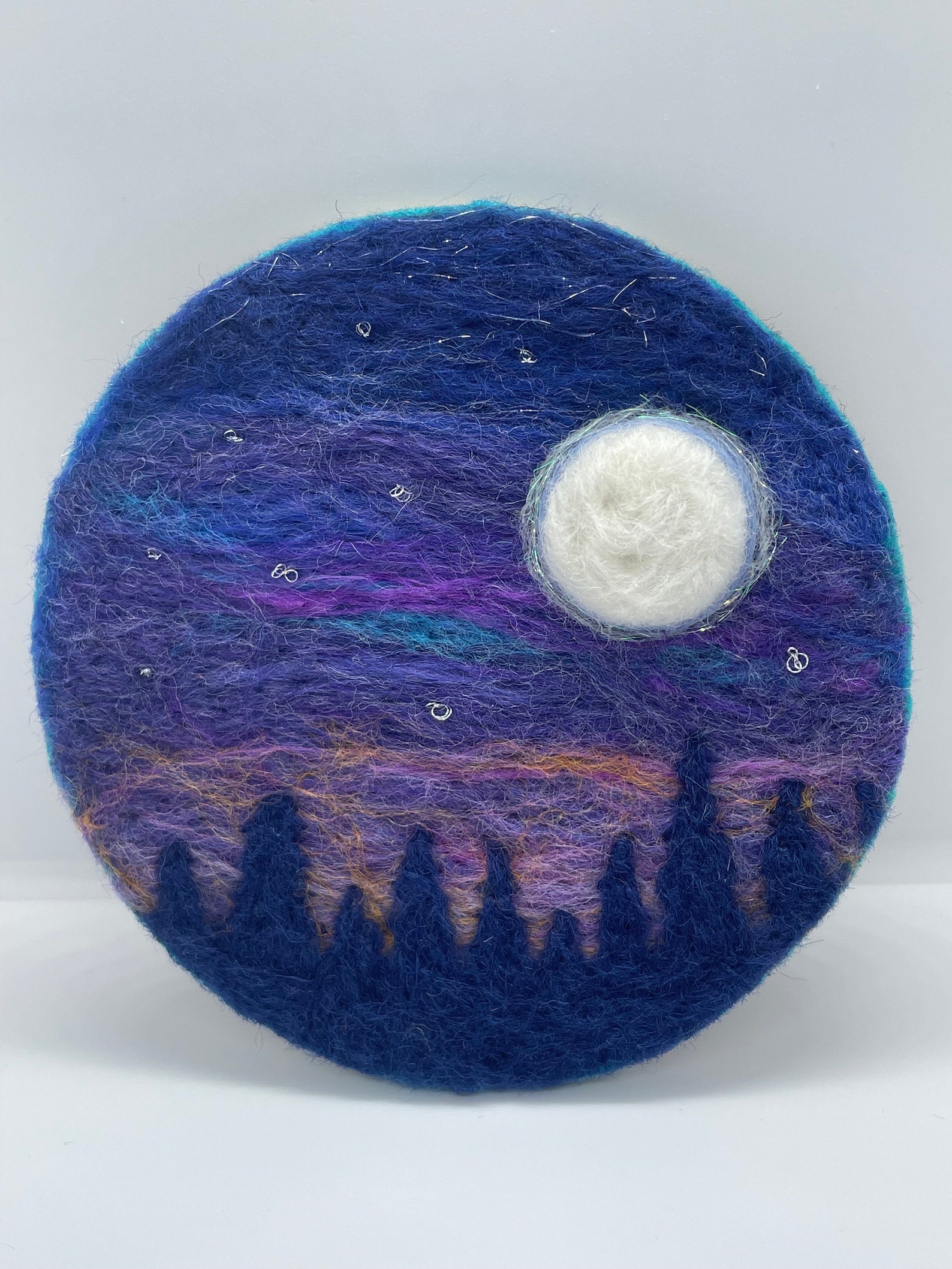 Needle Felt Night Sky Artwork Wool Painting Trees Moon - Etsy UK