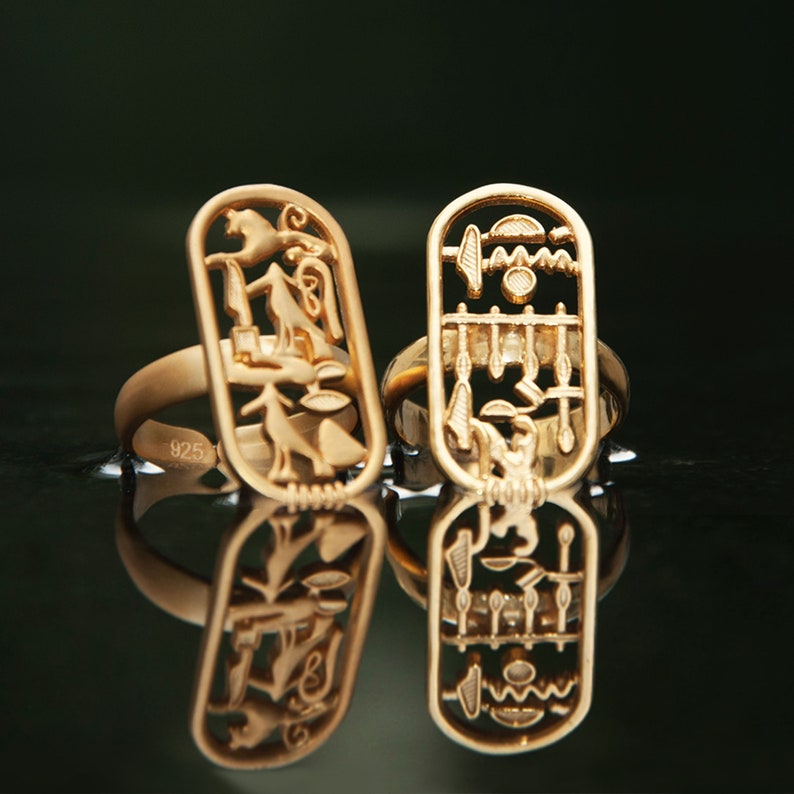 Nefertiti Ring - Ancient Egypt Hieroglyph - Handmade 925 Silver - Khatt ...