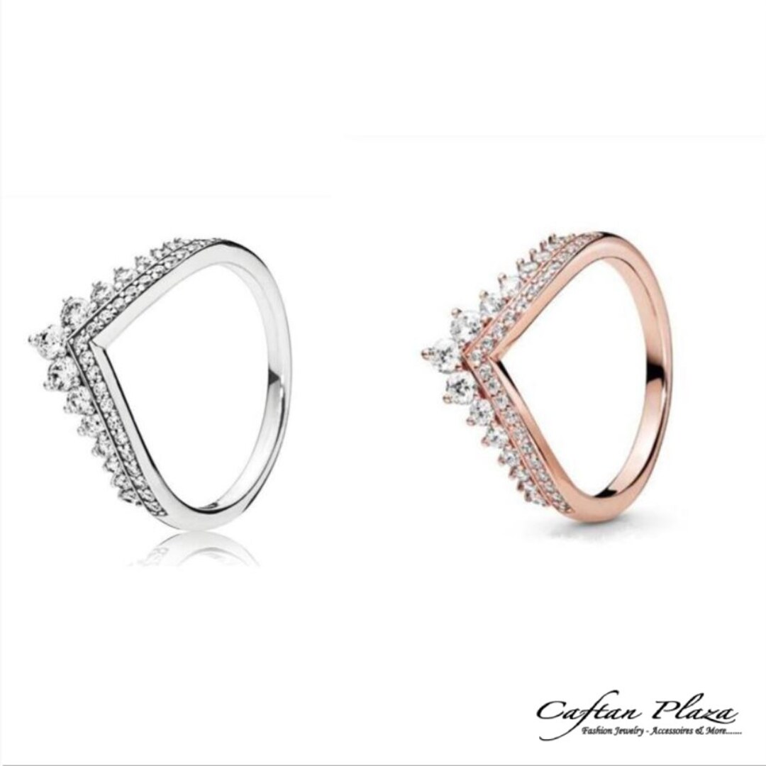 Princess Wishbone Ring 925 Plata con Zirconia Cúbica Fina Aaa - Etsy España