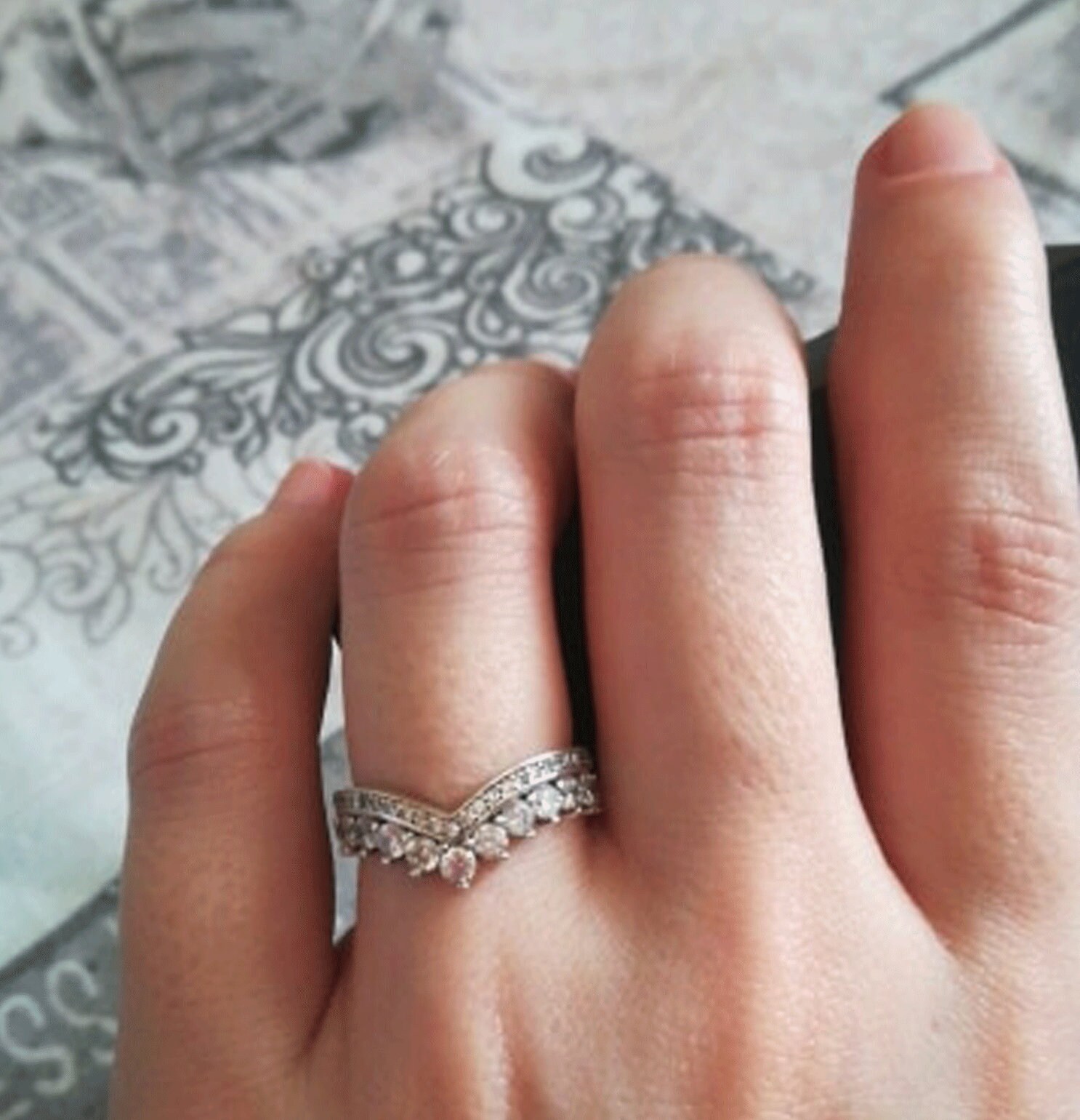 Princess Wishbone Ring 925 Plata con Zirconia Cúbica Fina Aaa - Etsy España