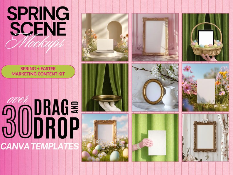 Spring Scene Mockups | Easter Marketing Canva Templates | Digital ...