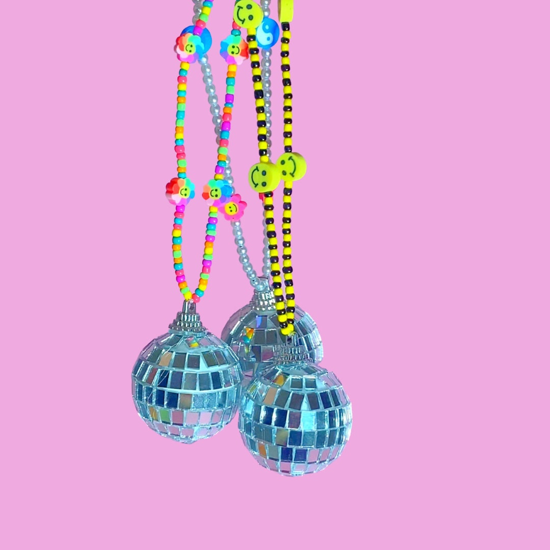Beaded Disco Car Mirror Accessory | Disco Ball Hanging | Custom Car ...