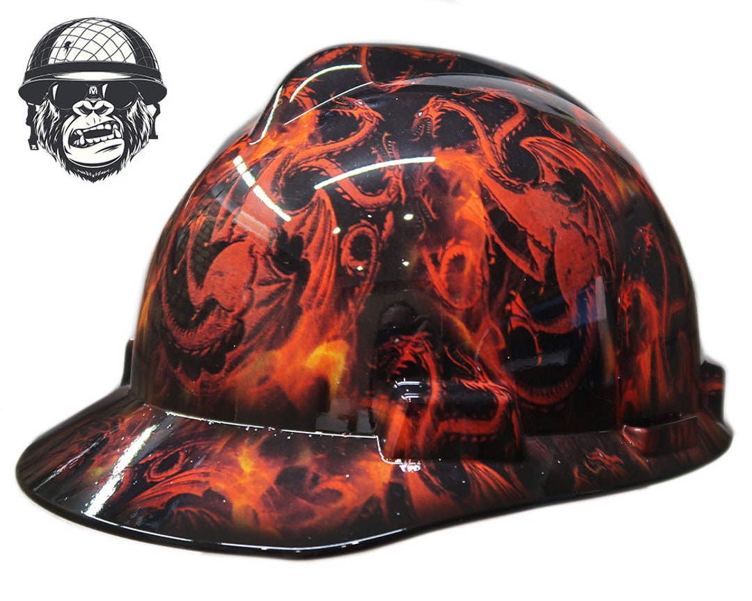 Custom Hydrographic Safety Hard Hat Industrial Mining - FLAMING DRAGONS ...