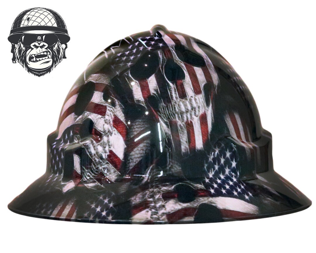 Custom Hydrographic Safety Hard Hat AMERICAN SKULLS Pro Choice Wide - Etsy