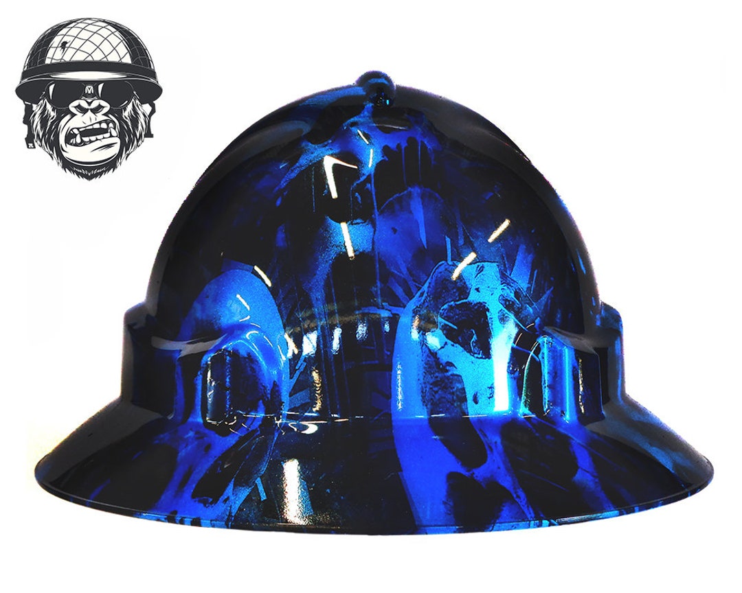 Custom Hydrographic Safety Hard Hat Skulls - FURY BLUE Pro Choice Wide ...