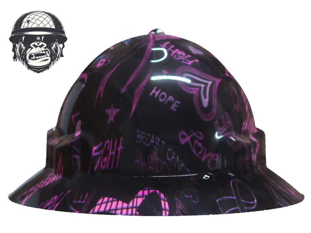 Custom Hydrographic Safety Hard Hat BREAST CANCER (BLACK) Pro Choice ...