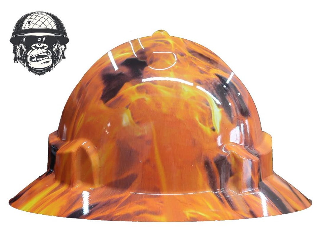 Custom Hydrographic Mining Construction Building Safety Hard Hat ORANGE ...